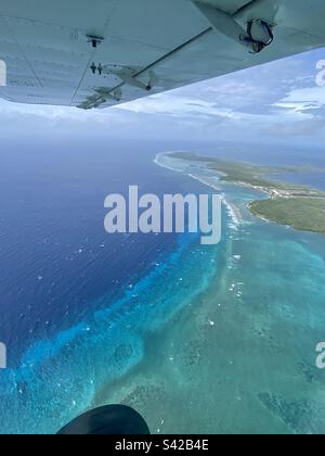 aerial view of Turneffe Atoll ( Turneffe Island ), showing reef and ...