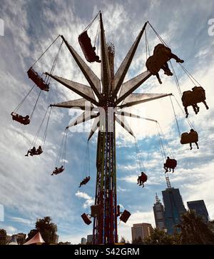 Moomba Festival Melbourne 2023. Rides in the sky Stock Photo - Alamy