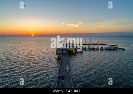 Aerial view of the Fairhope pier at sunset Stock Photo - Alamy