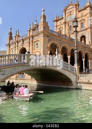 Row boats in the canal Plaza de Espana designed by Aníbal González for ...
