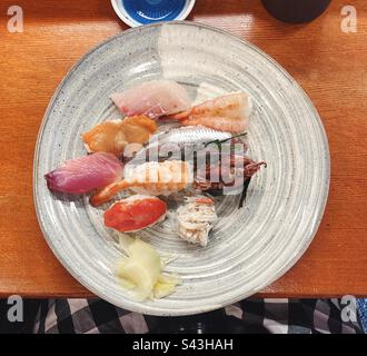 Plate of handmade sushi, Kanazawa, Japan Stock Photo - Alamy