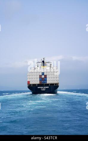 The Northern Defender container ship heading to the port of Hong Kong ...