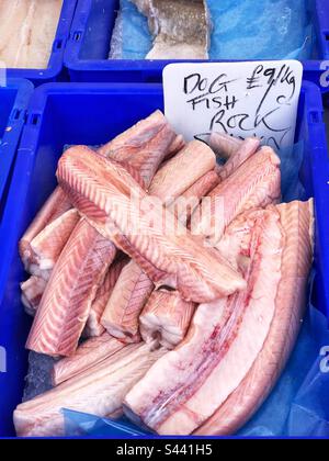 Dogfish or Rock salmon fillets priced up for sale at local farmers ...