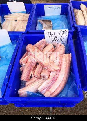Dogfish or Rock salmon fillets priced up for sale at local farmers ...
