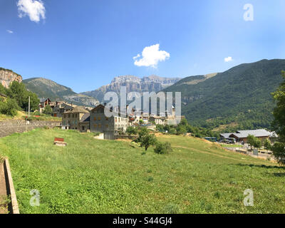 Overview and landscape. Torla, Huesca province, Aragon, Spain Stock ...