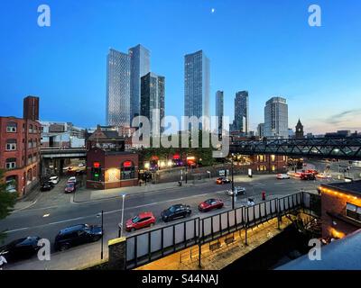 Deansgate area of Manchester with modern hi rise buildings Stock Photo ...