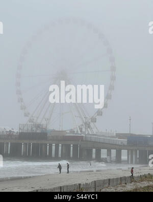April, 2023, Steel Pier covered in fog, Atlantic City, New Jersey ...