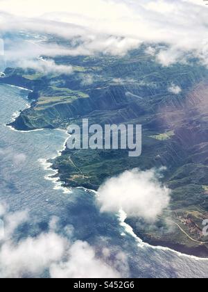 Aerial View of Maui, Hawaii: Flying over the isthmus of the island with ...
