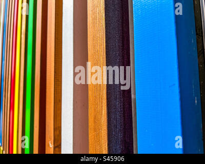 Colourful wooden cladding at the Deal Track building at Leeds Dock ...