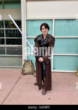 A cosplayer poses for a photo during a Comic Con convention in Bogota ...