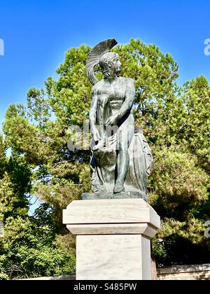 Statue of Theseus, a mythical founder hero of Athens, located at a park ...