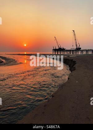 Construction of the coastal road on Versova Beach in Mumbai, India at ...