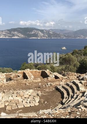 Ancient amphitheater amphitheatre Antik Kenti Amos Marmaris Turkey ...