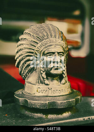 This is the Native American mascot and radiator cap of a bus produced ...