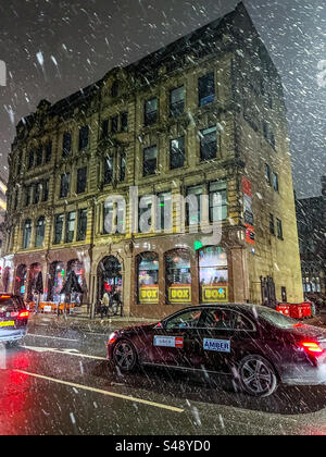 Snow in Leeds City Centre on infirmary street Stock Photo - Alamy