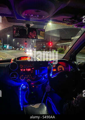 Inside taxi ride at night Stock Photo - Alamy