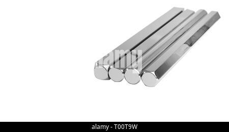 Steel rods of different types. Isolated on white background Stock Photo ...