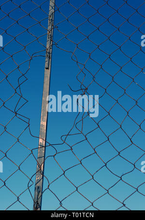 damage to security chain link fencing caused by car crashing through ...