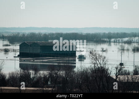 Flood waters in Bellevue, Nebraska resulting from the Bomb Cyclone and ...