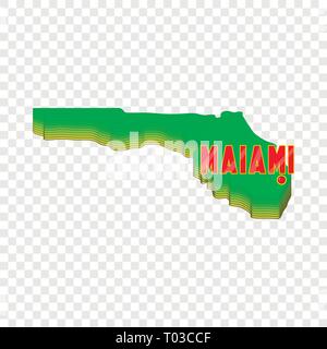 Map of Florida with Miami icon, cartoon style Stock Vector Image & Art ...