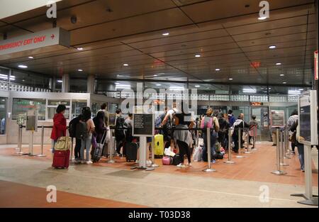 Greyhound bus at South Station bus station, Boston, Massachusetts, USA ...