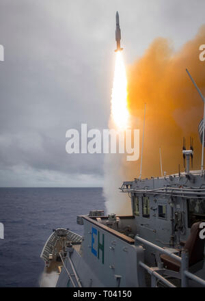 US Navy A standard missile - 2 (SM-2) is launched from the Pearl Harbor ...