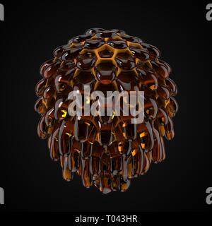 spherical honeycomb with flowing honey. 3d illustration Stock Photo - Alamy