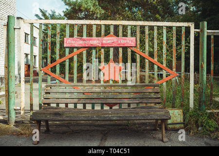 Bench in Pripyat Town, Chernobyl Exclusion Zone, Chernobyl, Ukraine ...