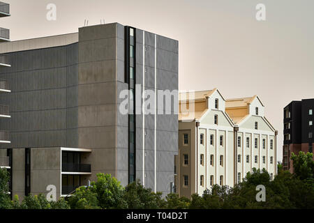 The Mungo Scott and Malthouse buildings during dust storm. Summer Hill ...
