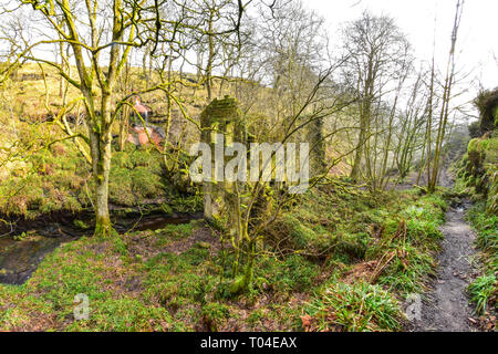 Staups Mill, a ruined cotton spinning mill, Jumble Hole Clough, Hebden ...