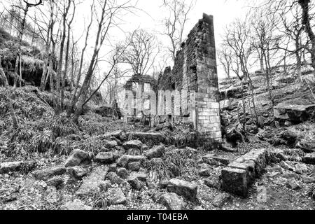 Staups Mill, a ruined cotton spinning mill, Jumble Hole Clough, Hebden ...