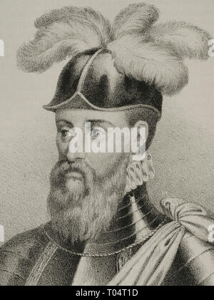 . Portrait drawing of Spanish conquistador Francisco Pizarro ...