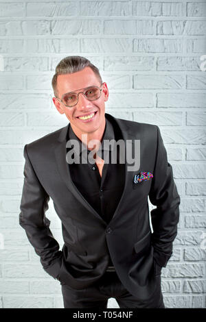 Businessman is smiling about the great result of his company Stock ...