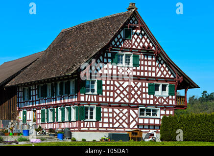 Typical Swiss Timbered Houses, Switzerland Stock Photo - Alamy