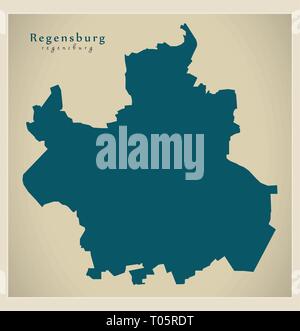 Modern City Map - Regensburg city of Germany with boroughs DE Stock Vector Image & Art - Alamy