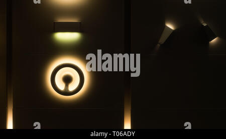 Illustration of abstract yellow lights and shadows on the black ...