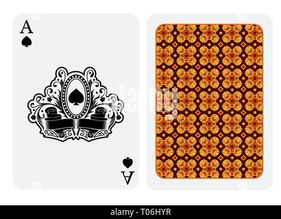 Ace of spades face with spades inside wreath and back gold texture suit ...