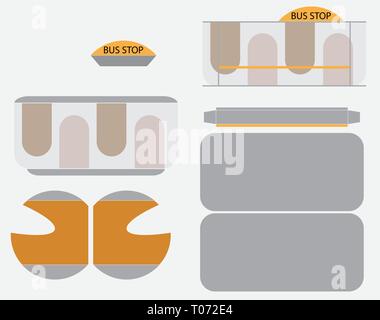 Bus Stop Paper Model Vector cut and glue Stock Vector Image & Art - Alamy