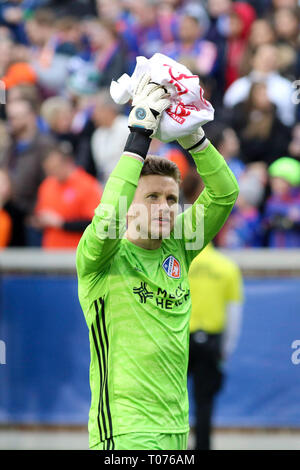 FC Cincinnati goalkeeper Spencer Richey gets some air to block a shot ...