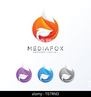 Fox logo design. Abstract colorful polygonal fox image. Calm fox. Vector illustration Stock ...