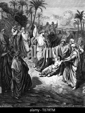 New Testament. Jesus healing the lunatic. Drawing by Gustave Dore (1832 ...