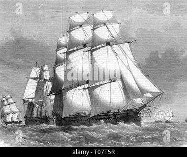 transport / transportation, navigation, warships, British frigate HMS ...