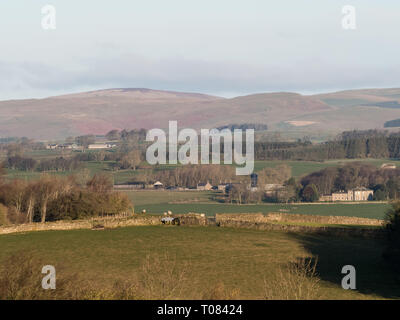 Landscape near Rothbury, Northumberland, looking north, early morning ...