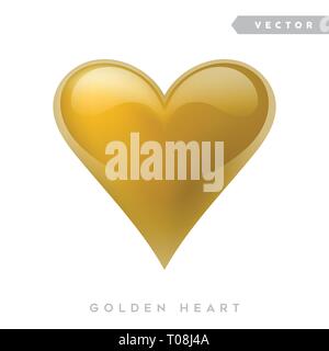 Realistic gold effect heart. Vector illustration. Realistic heart ...