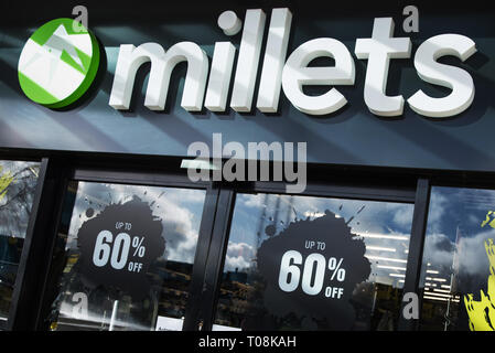 Millets the outdoor shop shops store stores Shrewsbury Uk Stock Photo ...