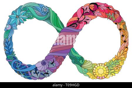 Vector ornamental infinity symbol zentangle styled on mandala. Eternal ...