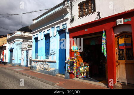 Colourful colonial houses in La Candelaria, the historic centre of ...