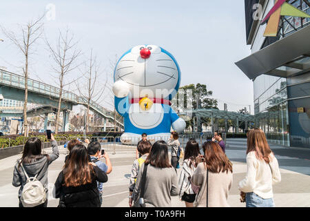 Shanghai, China. 19th Mar 2019.The 10-meter-tall giant Doraemon can be ...