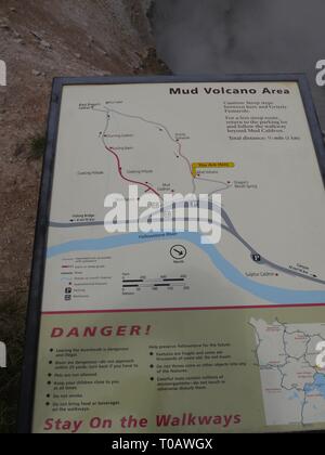 Mud Volcano area map. Yellowstone National Park , Wyoming , USA Stock ...