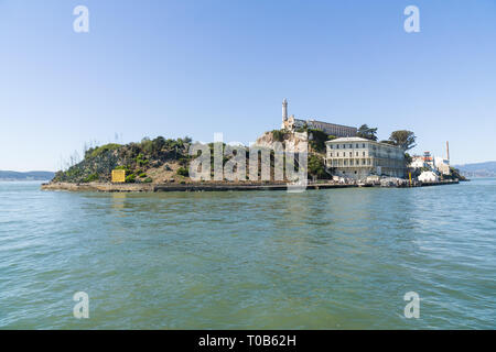 Visiting Alcatraz, picture shows the US crest over one of the prison's ...